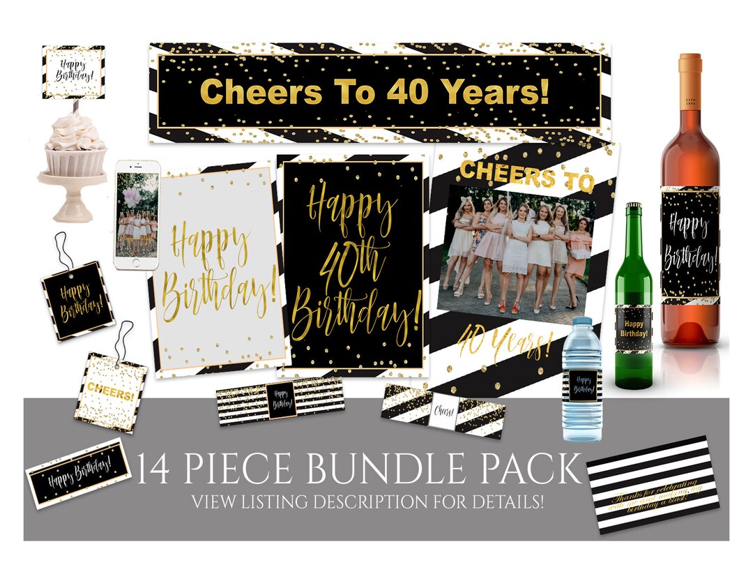 40th Birthday Labels 40th Wine Label 40th Birthday Tags - Etsy