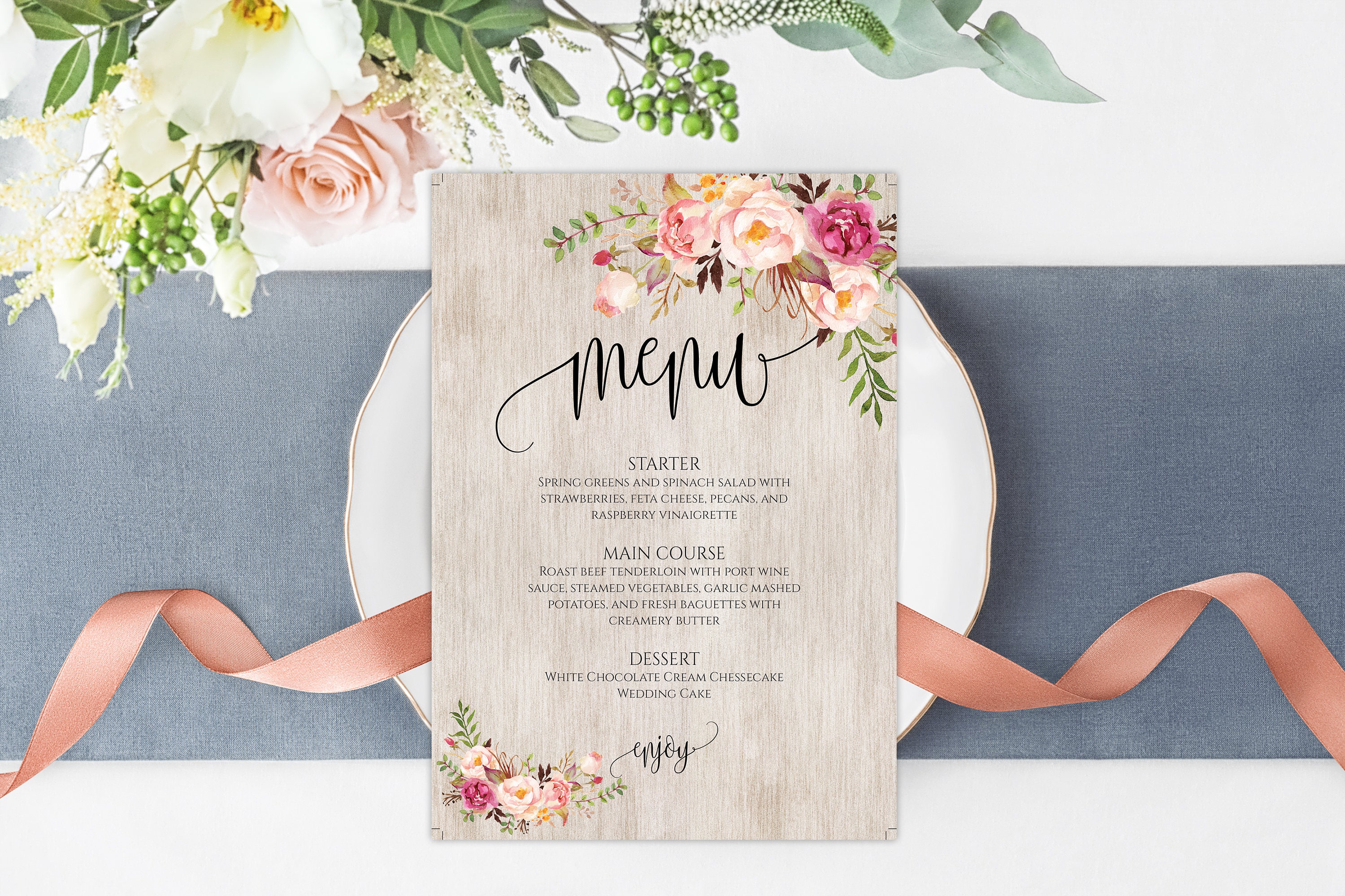 Rustic Wedding Menu Template
