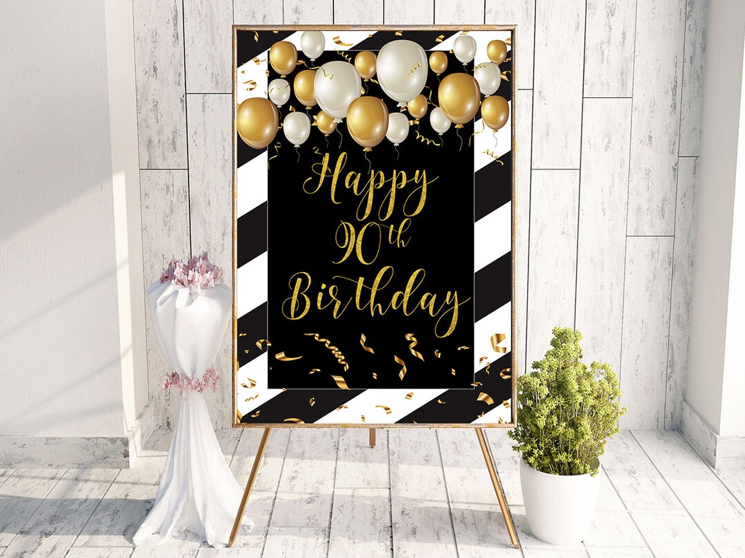 Happy 90th Birthday, 90th Birthday Decor, Happy 90th, 90th Birthday ...