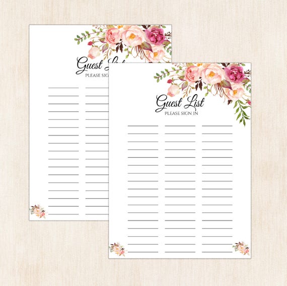 Liste des invités imprimable liste des invités imprimer la - Etsy France