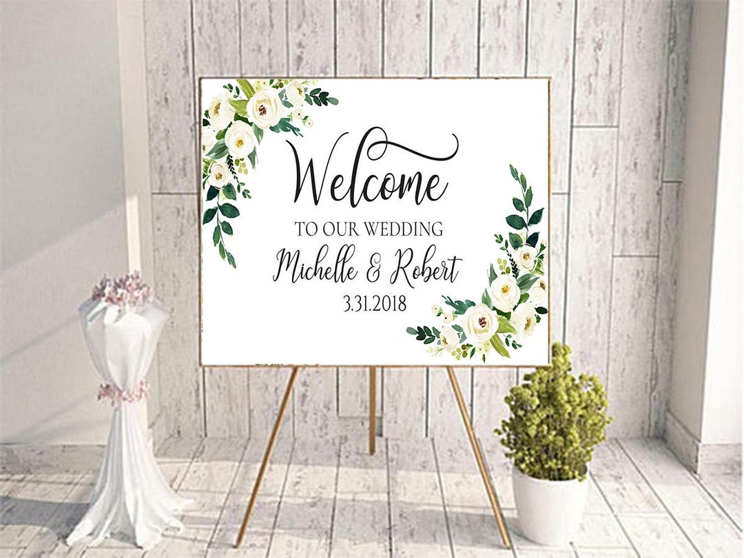Elegant Wedding Sign, Aisle Signs, Floral Ceremony Sign, Cursive ...
