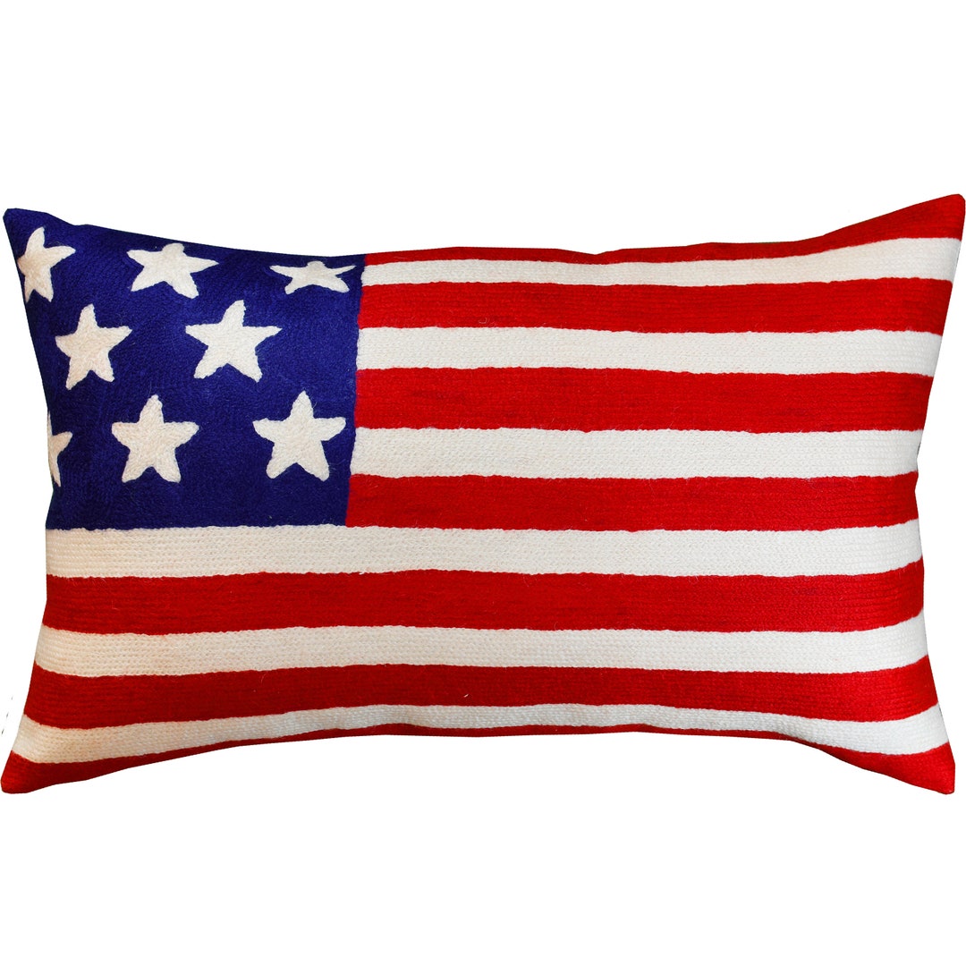 Lumbar American Flag Pillow Cover Union Jack Red Blue Independence ...