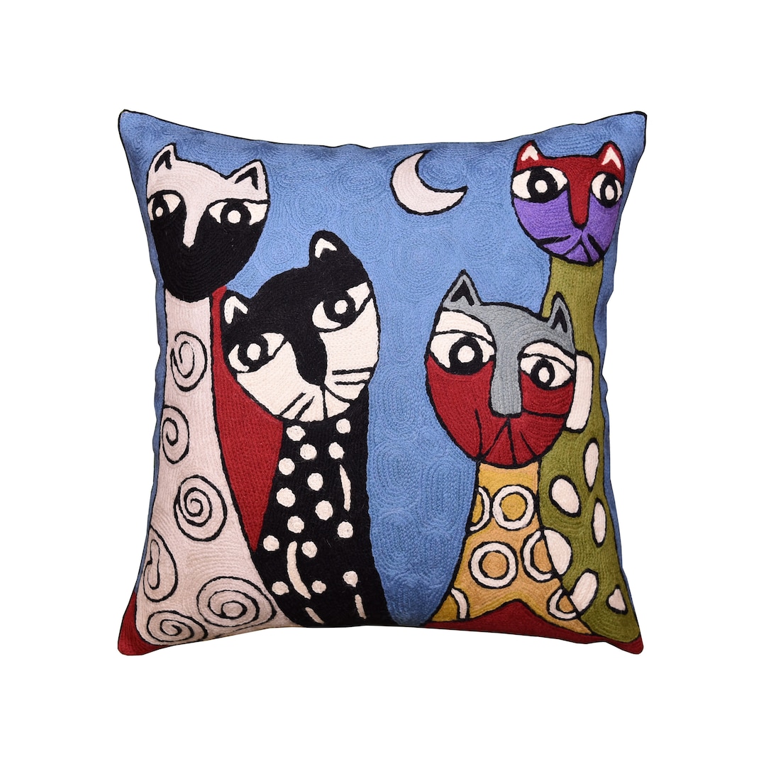 Picasso Blue Cat Pillow Cover Cute Cats Pillows Sofa Kitty Cushion ...
