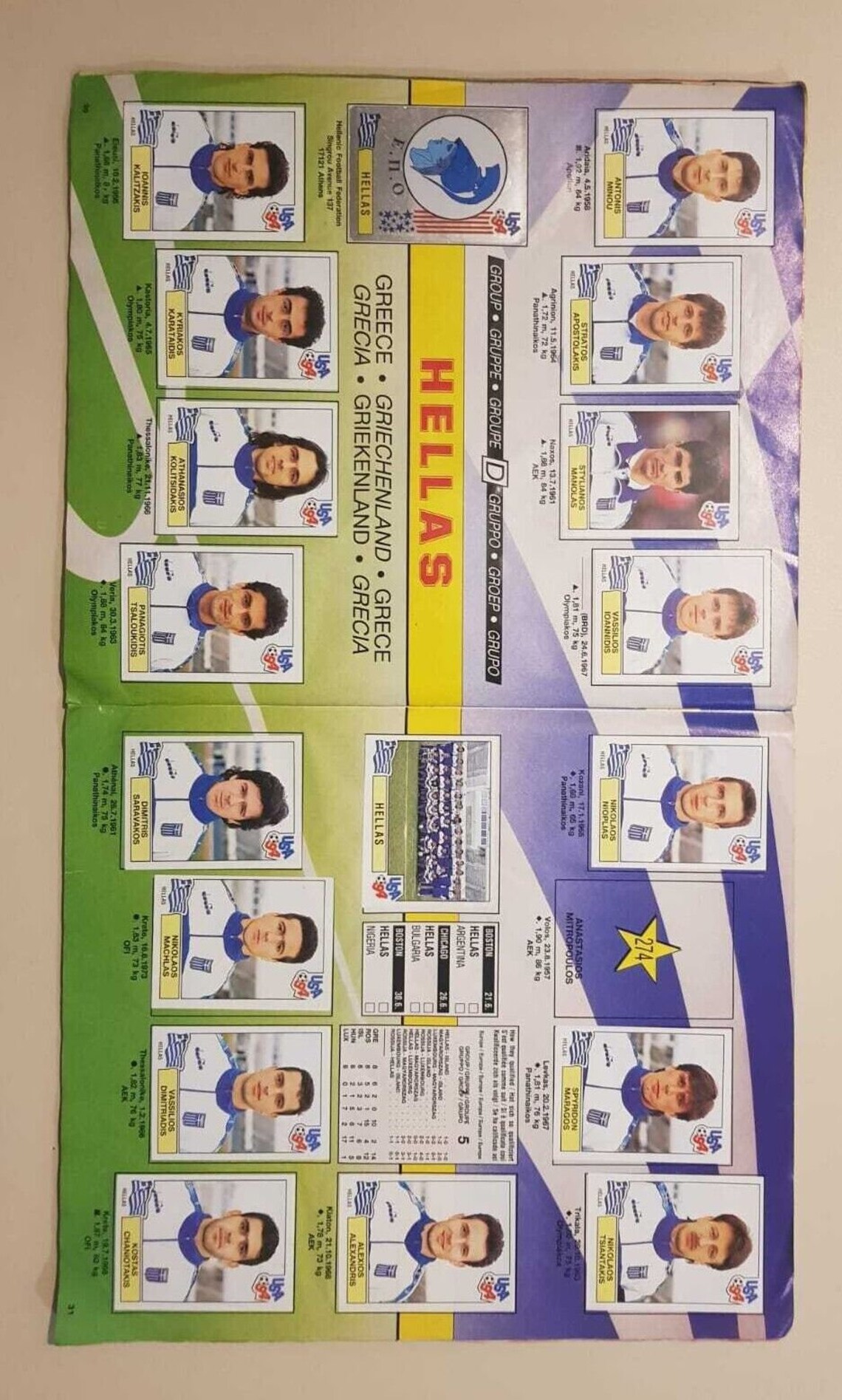 RARE Panini WORLD CUP Usa 1994 Official Album Incomplete-1 Sticker ...