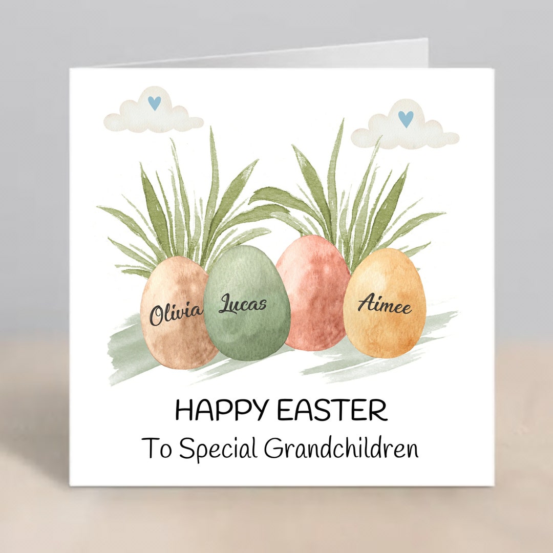 Grandchildren Easter Card Personalised Grandchildren Easter Card Easter ...