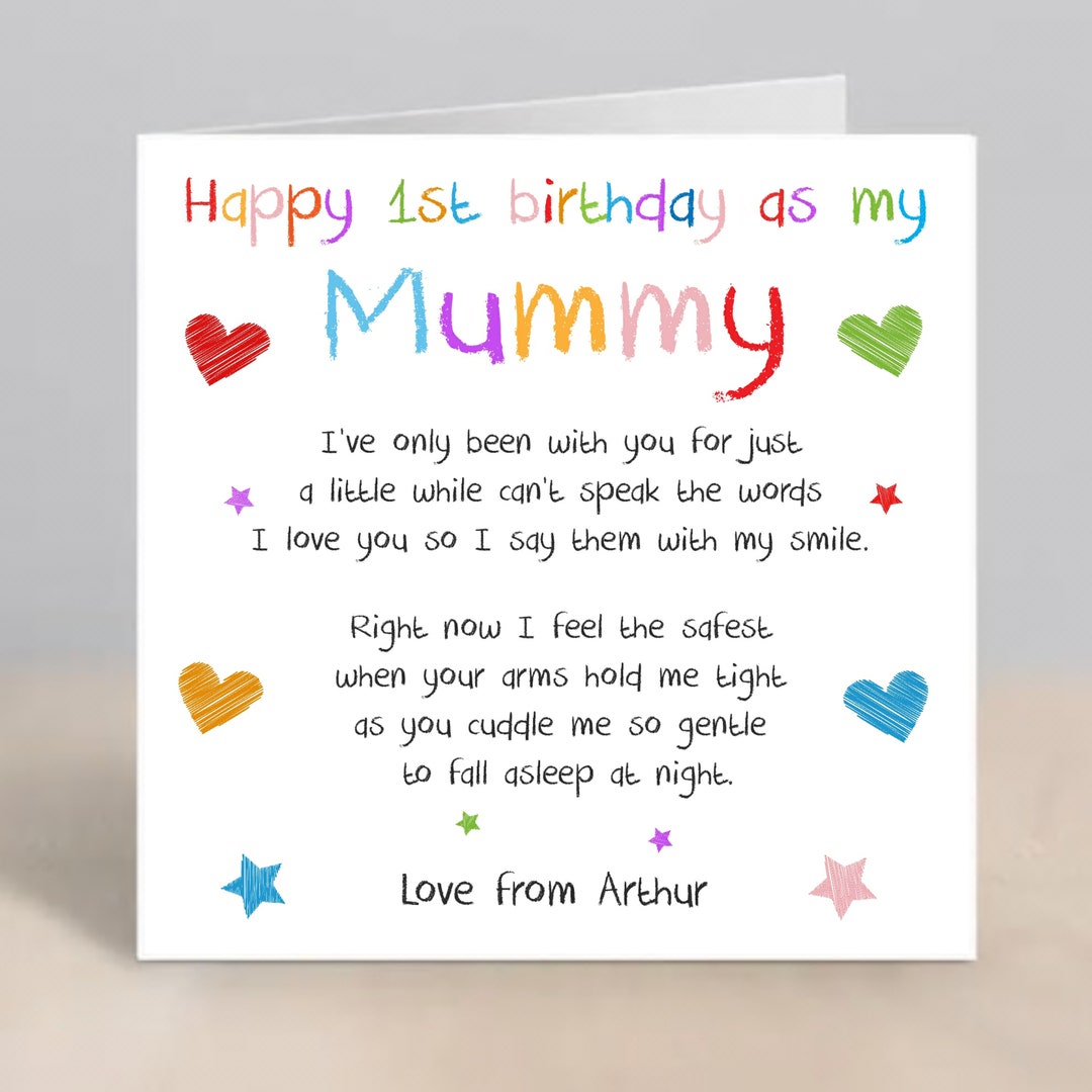 First Birthday as My Mummy Birthday Card Happy 1st Birthday as My Mammy ...
