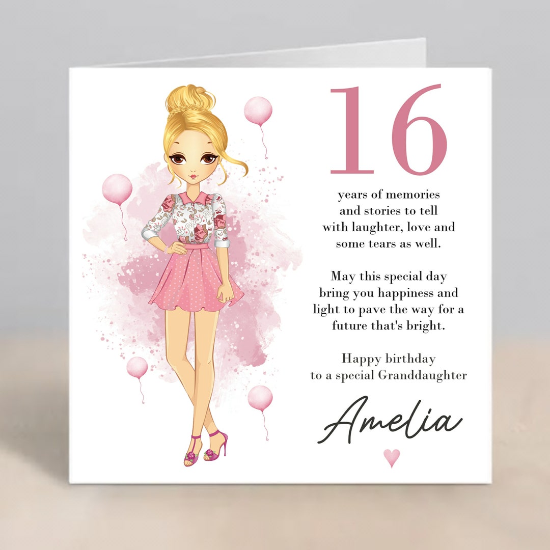 GRANDDAUGHTER 16th Birthday Card Personalised 16th Grandaughter ...