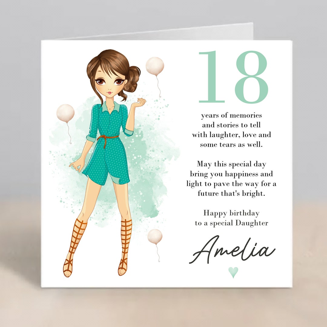 DAUGHTER 18th Birthday Card Personalised 18th Daughter Birthday Card ...
