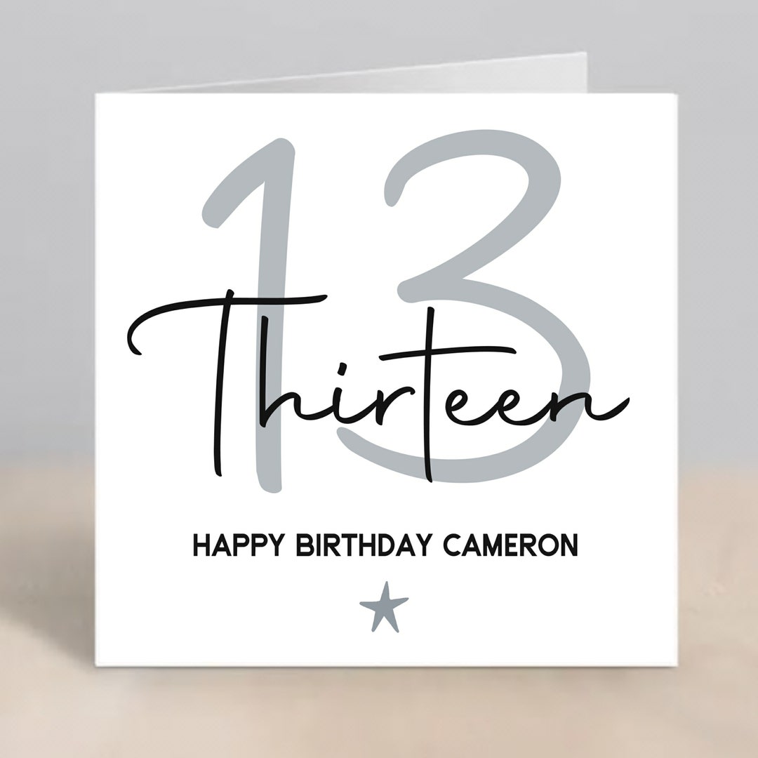 13th Birthday Card, Personalised Thirteen Teenager Birthday Card Boy ...