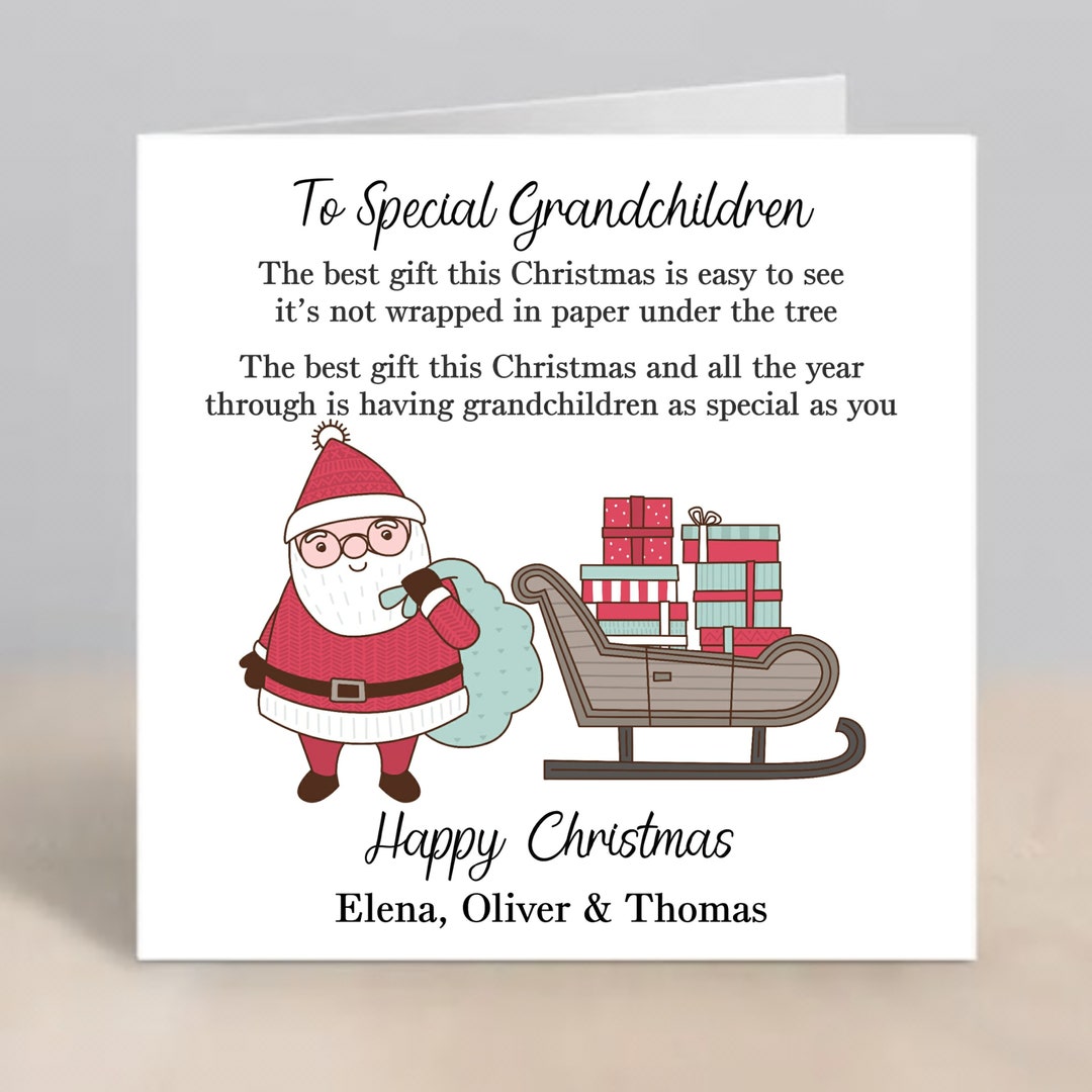 Christmas Card Personalised Christmas Cards Grandchildren - Etsy UK