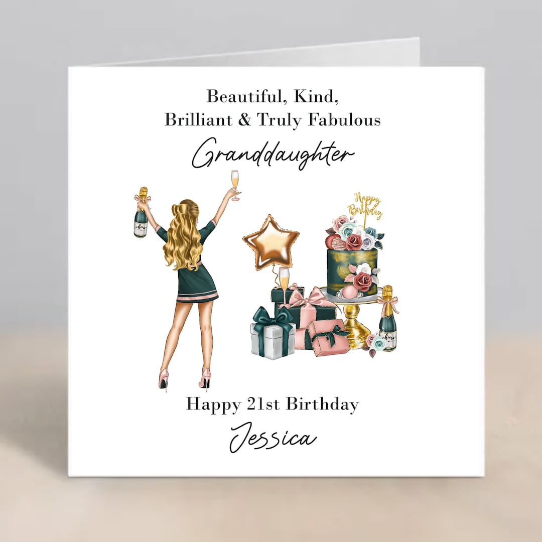GRANDDAUGHTER 21st Birthday Card Personalised 21st Grandaughter ...