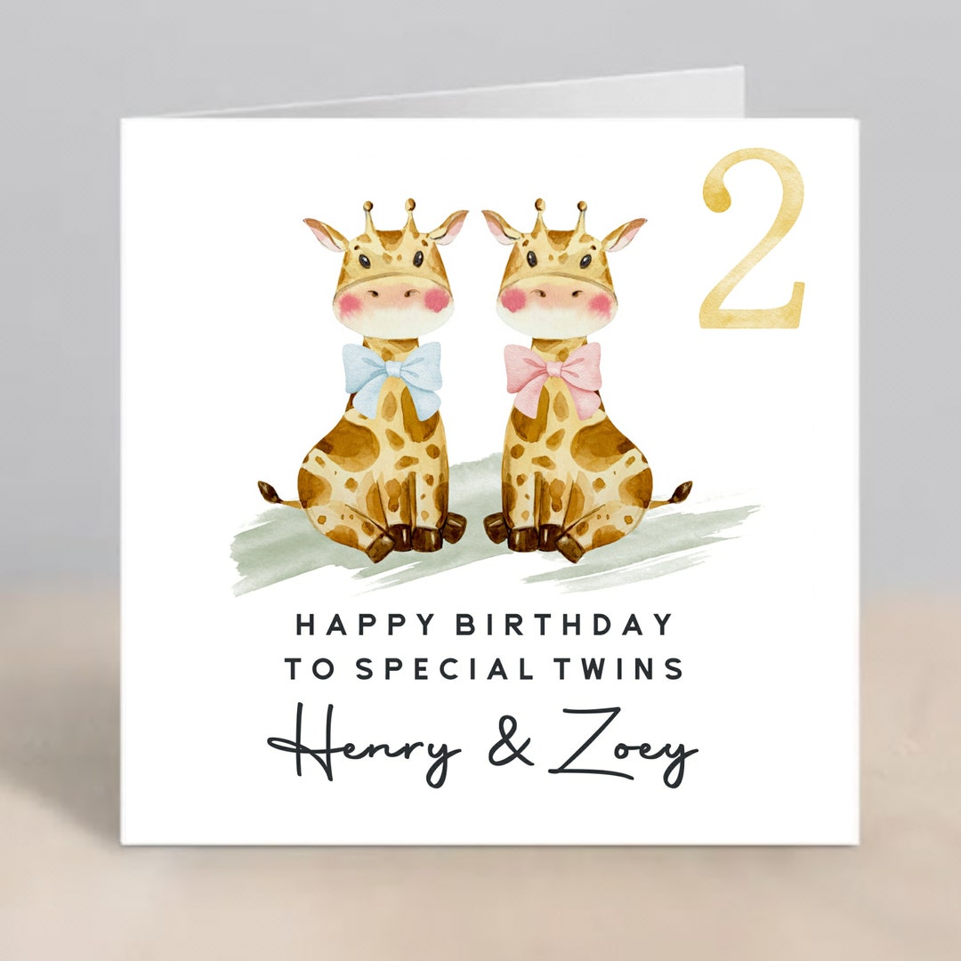 TWINS Birthday Card Personalised Twins Granddaughter Grandson Daughter ...