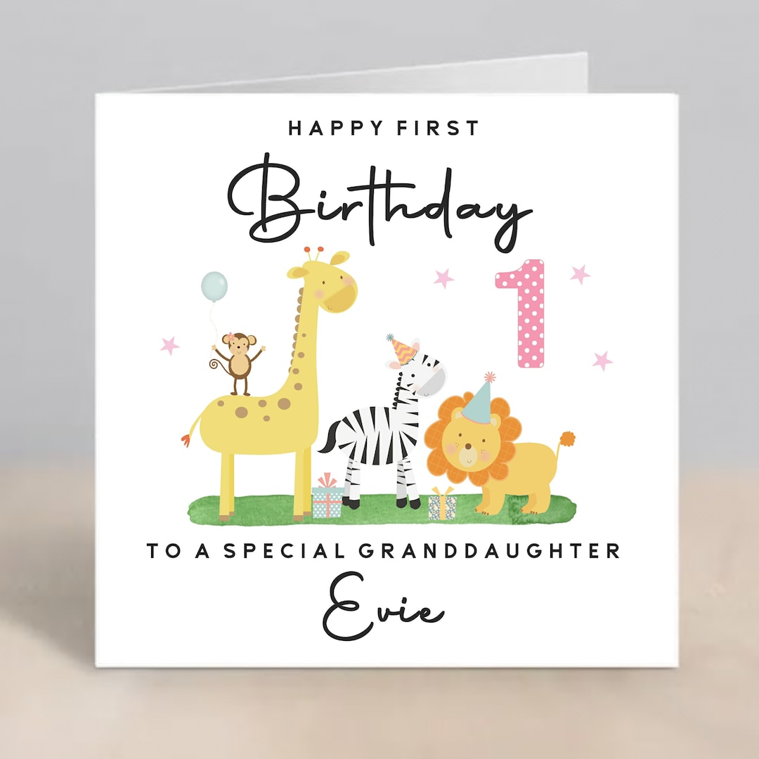 GRANDDAUGHTER 1st Birthday Card Personalised Granddaughter First ...