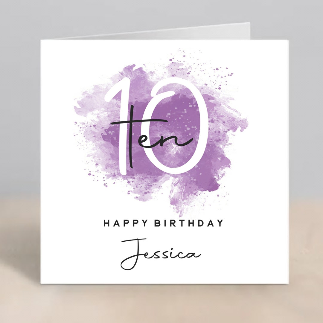 10th Birthday Card, Personalised Tenth Birthday Card Girl Granddaughter ...