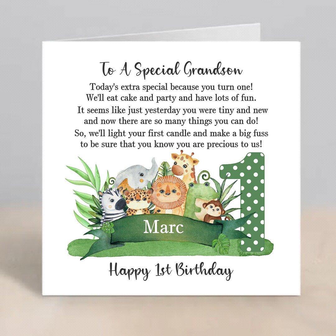 GRANDSON 1st Birthday Card Personalised Grandson First - Etsy