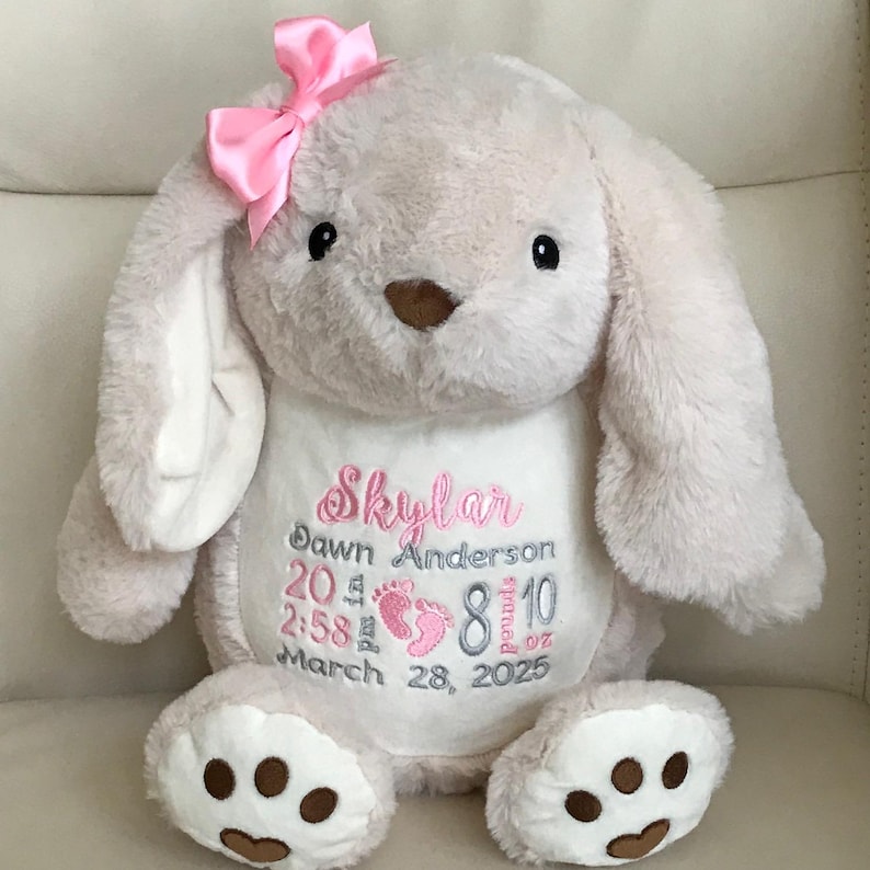 Personalized Stuffed Animal, Personalized Baby Gift, Bunny Gift, Birth ...