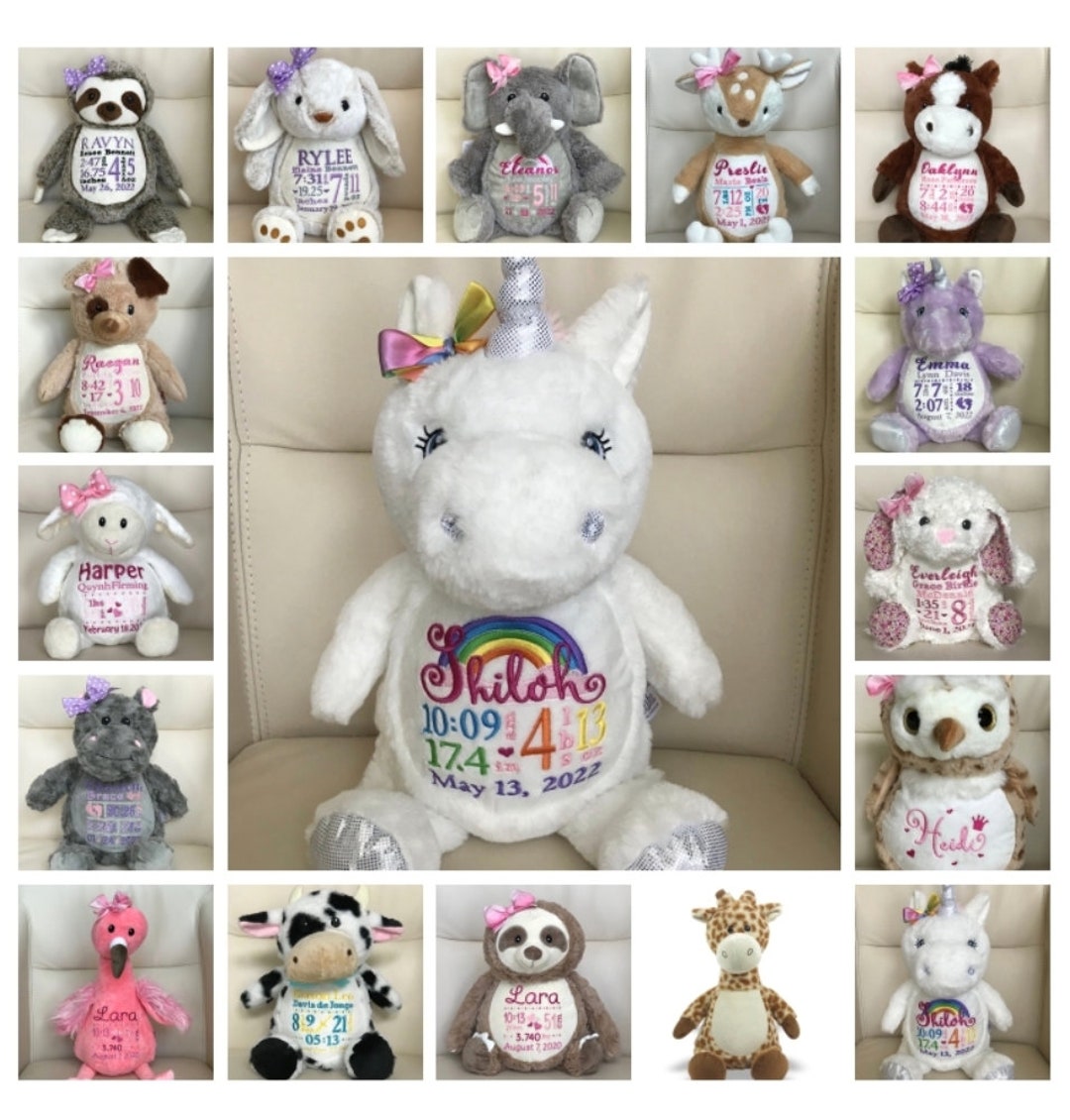 Personalized Stuffed Animal, Personalized Baby Gift, Birth Announcement ...