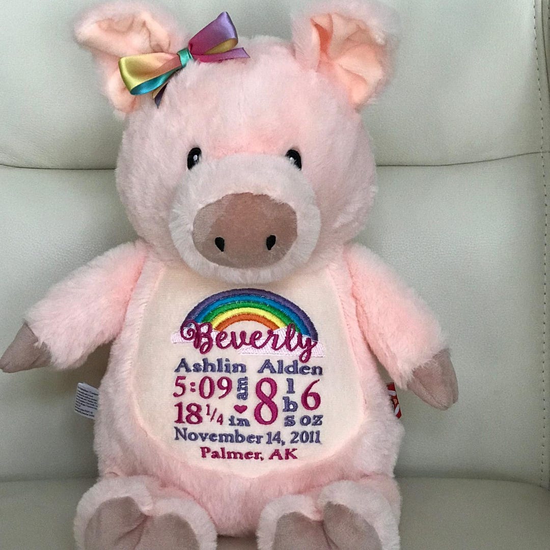 Personalized Stuffed Animal, Personalized Piggy, Gifts for Baby, Birth ...