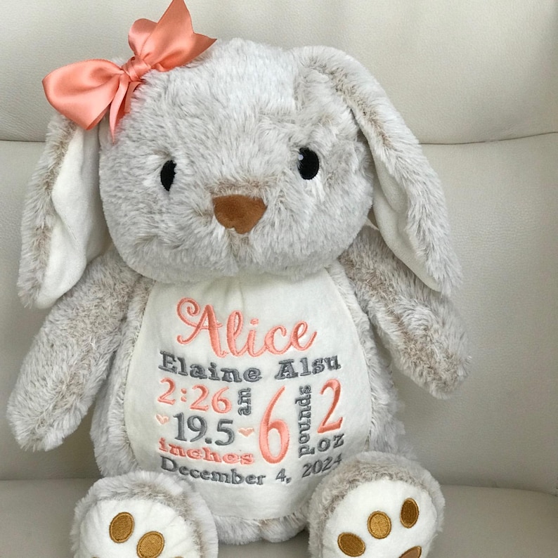 Personalized Stuffed Animal, Personalized Baby Gift, Bunny Gift, Birth ...