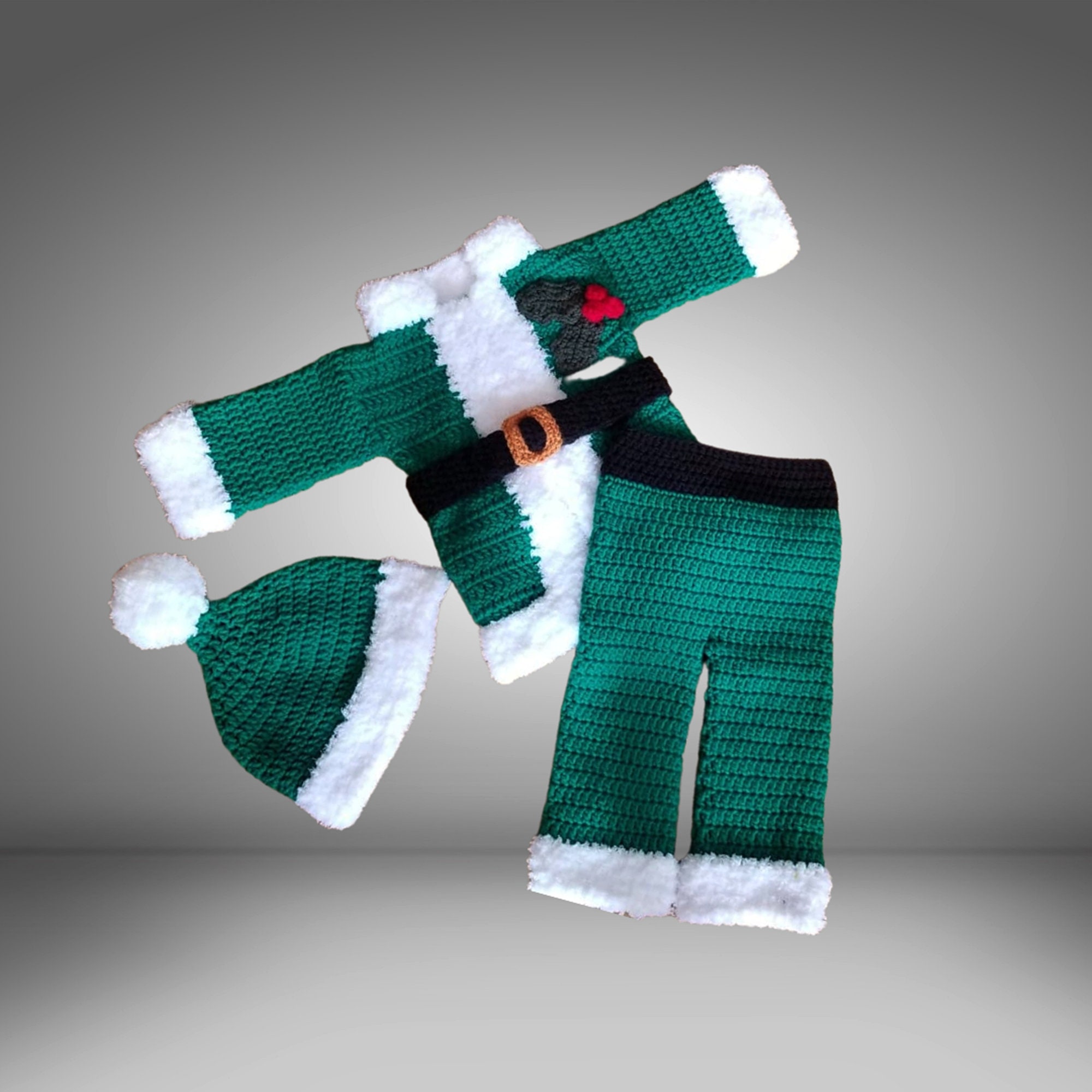 Green Santa Suit with Holly Baby Christmas clothes Santa | Etsy