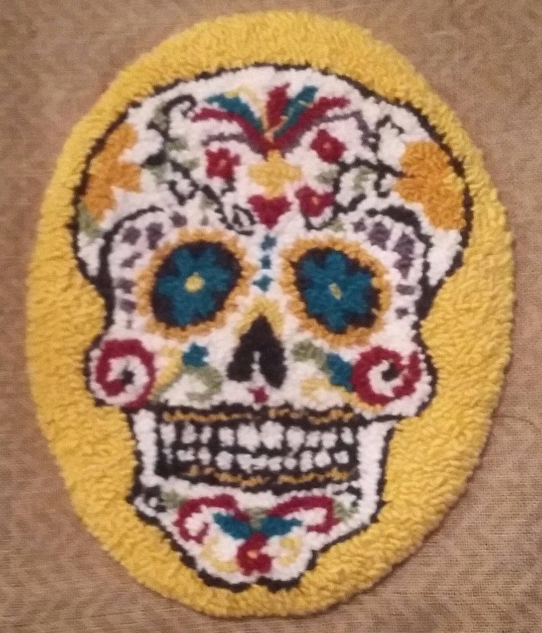 Rug Hooking Pattern SUGAR SKULL on Red Dot Fabric 15 X 19 - Etsy Canada