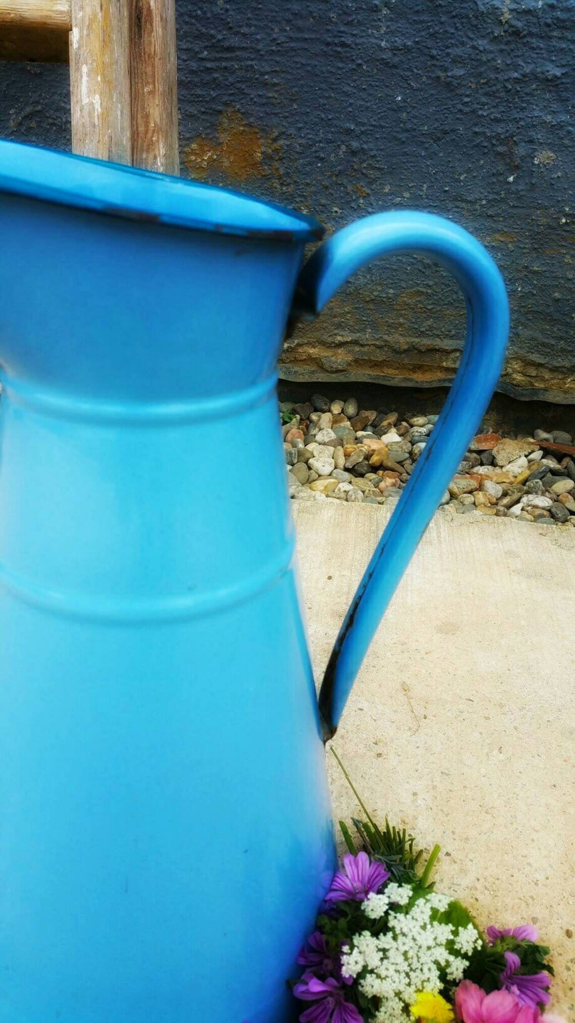 Antique French Enamel Blue Pitcher / Jug. - Etsy