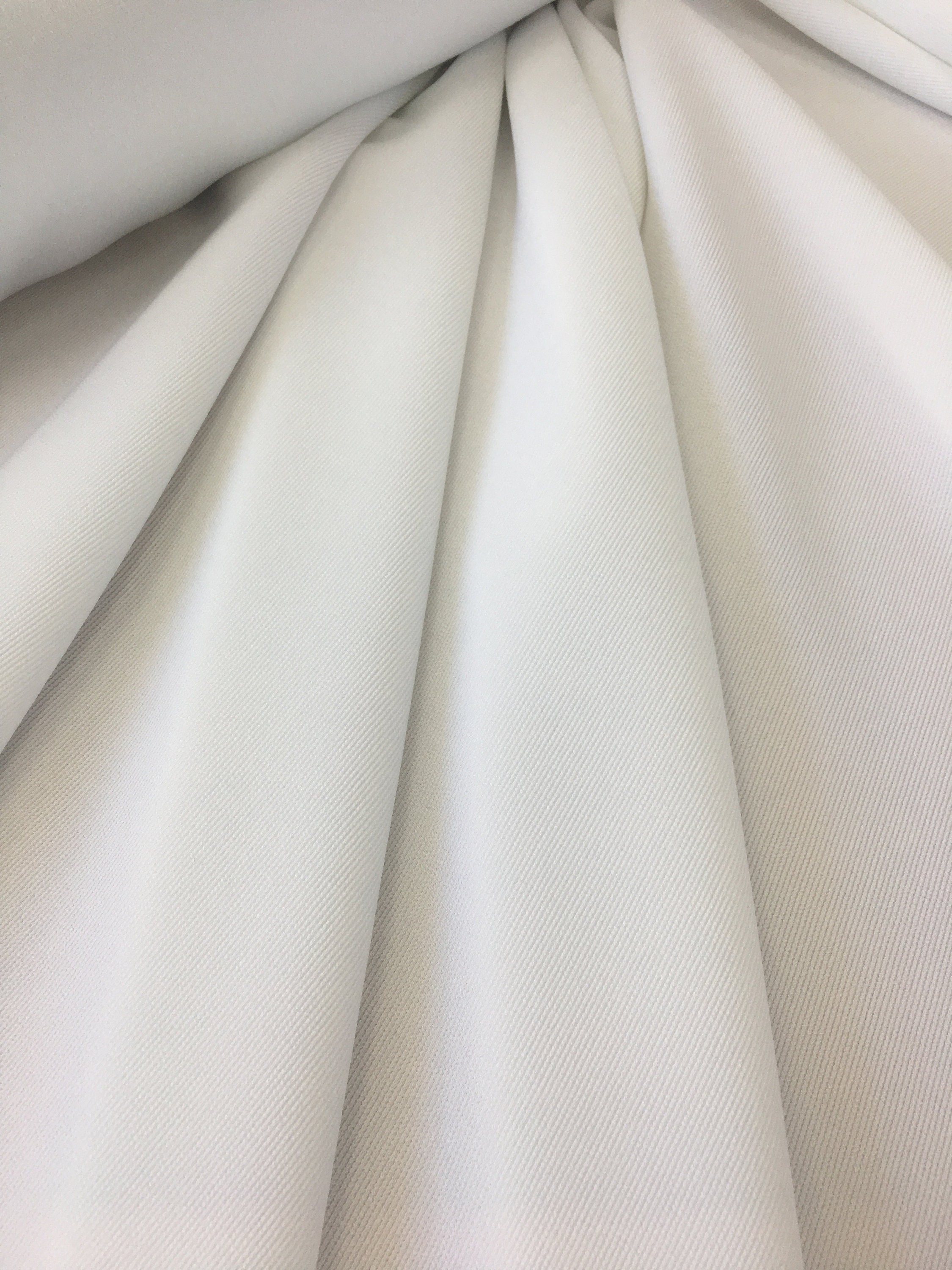 Cady White Double Face Satin Rib Hem Elastane Soft Fabric by the 1/2 ...