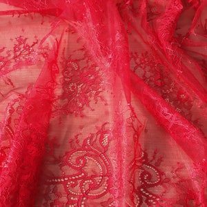Bright Red Lace Fabric 140x140 Cm Fashion Embroidery Lace - Etsy