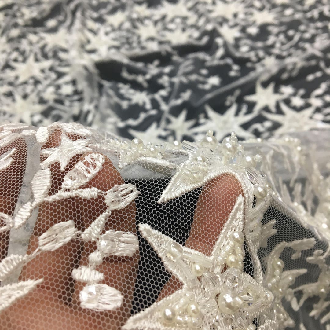 Exclusive Wedding Stars Lace Fabric 40x140 Cm White 3D Fashionable Lace ...