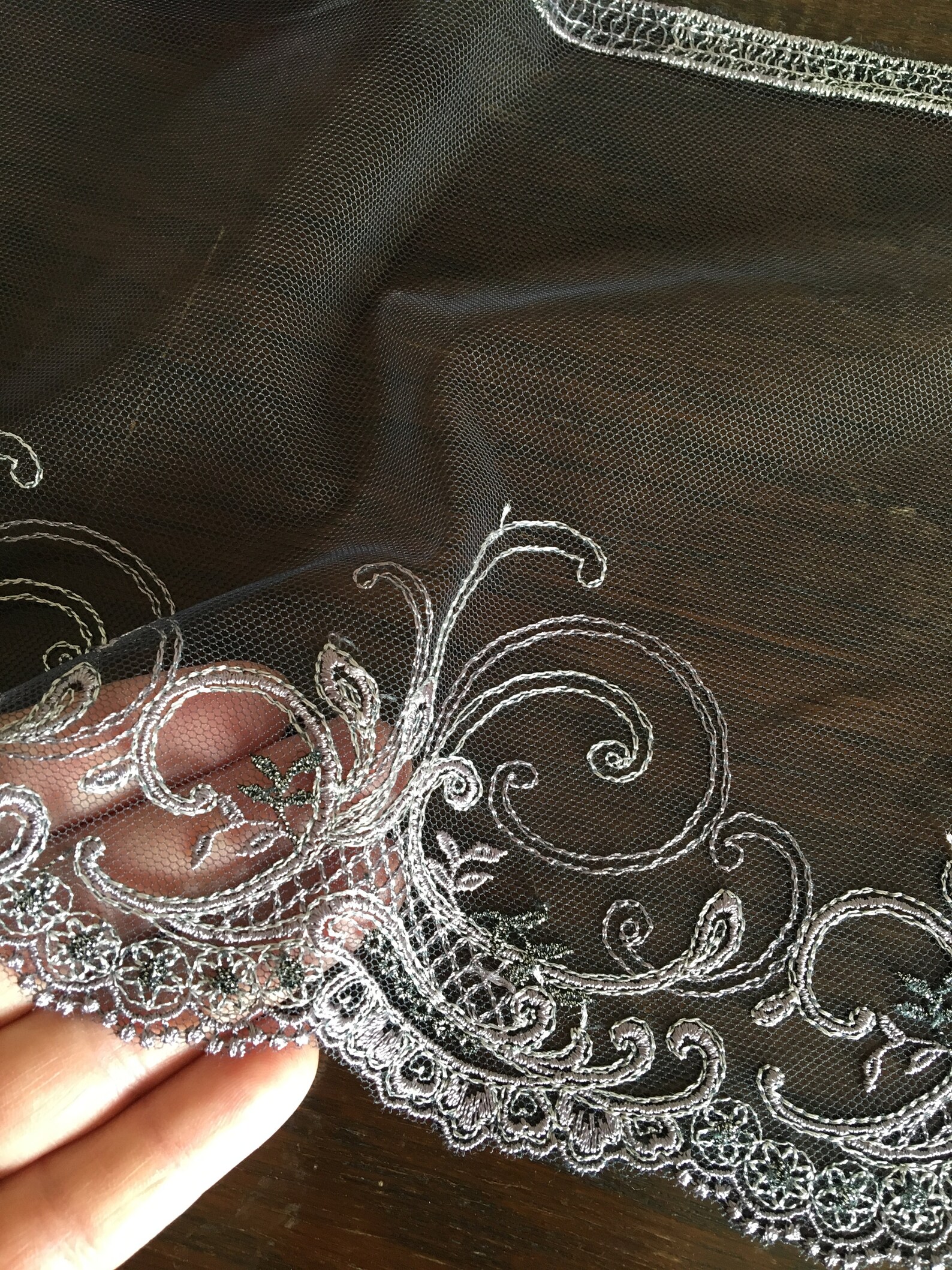 Grey/violet Lace Trim Dark Grey Chantilly Lace French Lace - Etsy