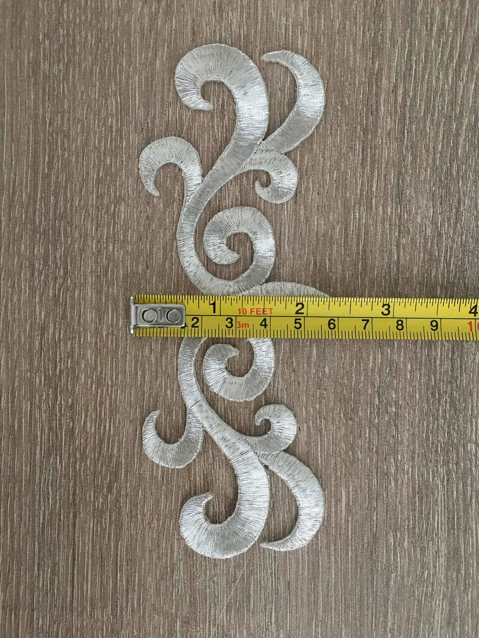 Silver Brocade Beaded Decoration Pair With Glue for Dance, Embroidered ...