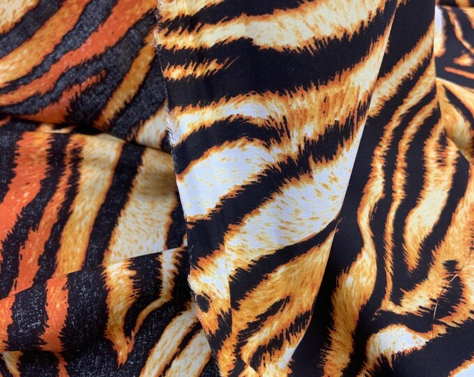 Animal Print Viscose Fabric, Zebra Print Orange/black Colou, Zebra ...