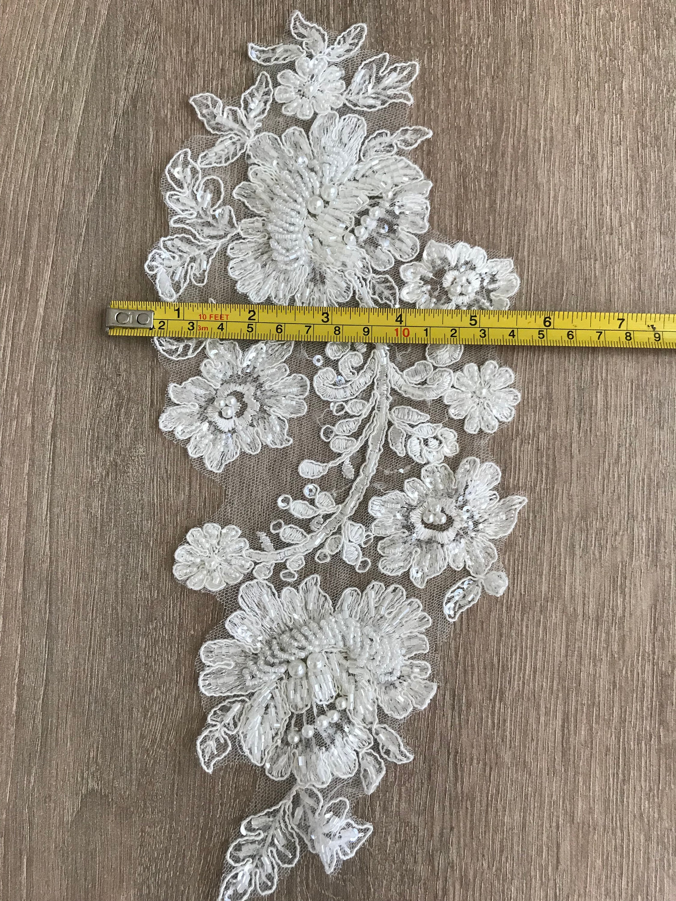 A pair of 3D Ivory Beaded Applique for Dance embroidered | Etsy