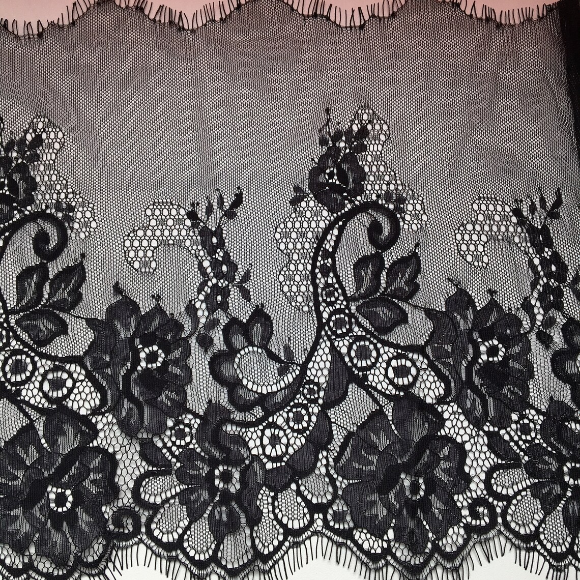 Lace Trim Black Color, French Lace, Chantilly Lace, Bridal Gown Lace ...