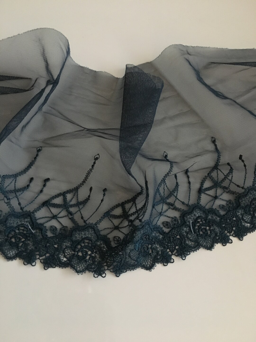 Dark Blue Trimming Lace Embroider Chantilly Lace AOI000131 , French ...