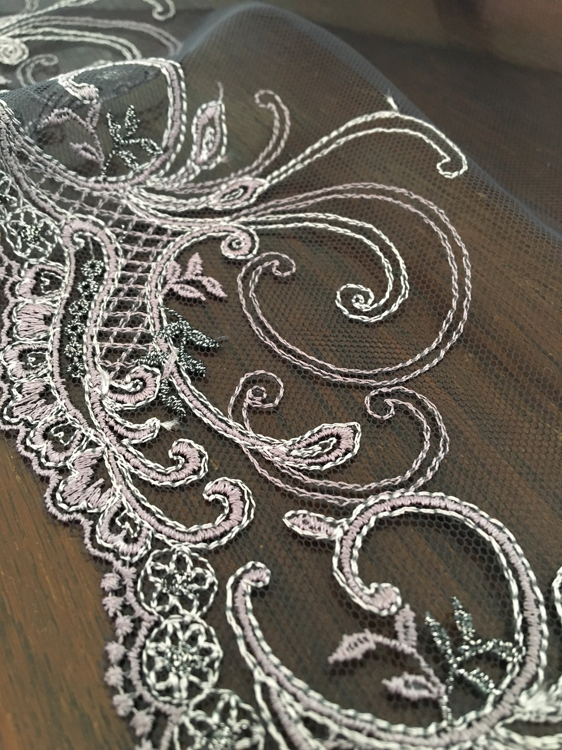 Grey/violet Lace Trim Dark Grey Chantilly Lace French Lace - Etsy