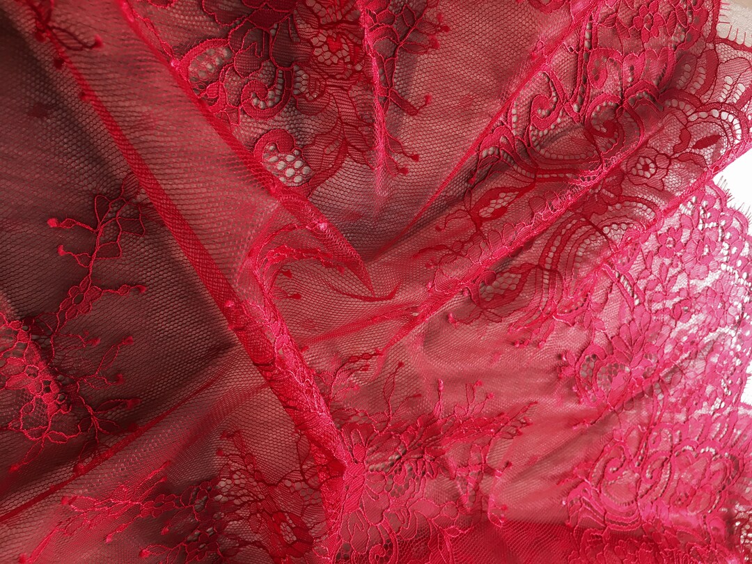 Bright Red Lace Fabric 140x140 Cm Fashion Embroidery Lace Fabric Tulle ...
