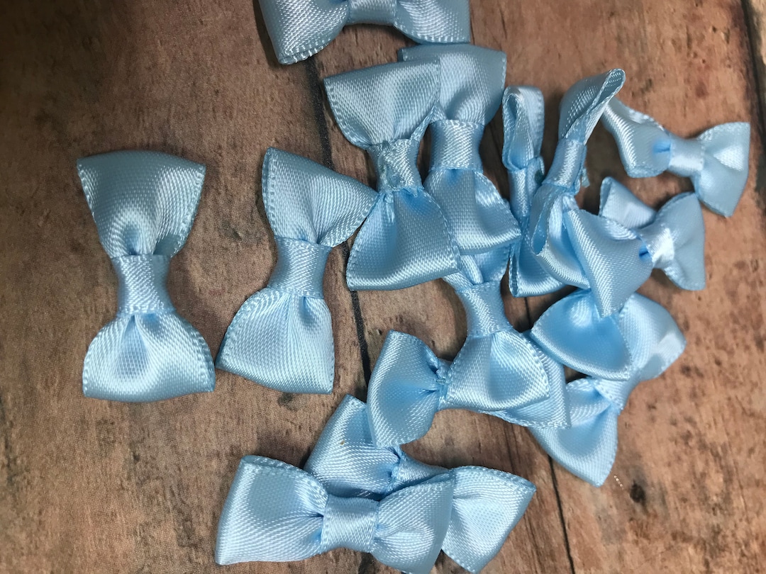 Small Bow Tie in Blue Satin. Blue Bow. Bows. - Etsy
