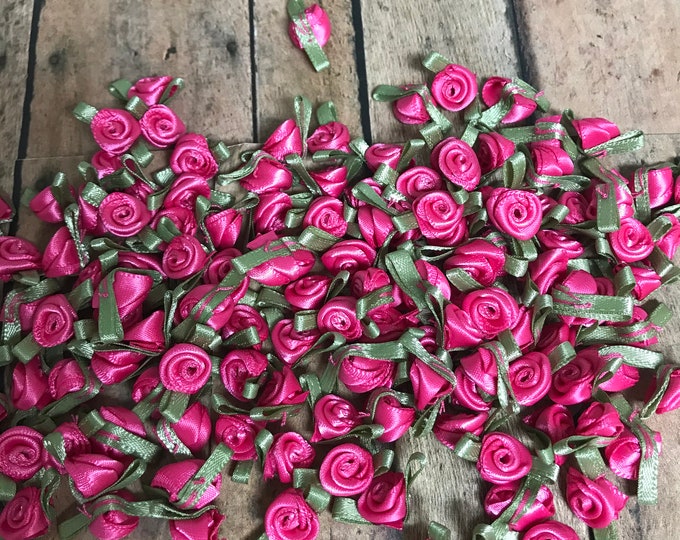 50 Small Shocking Pink Satin Roses. Small Rose Buds. Flowers. - Etsy