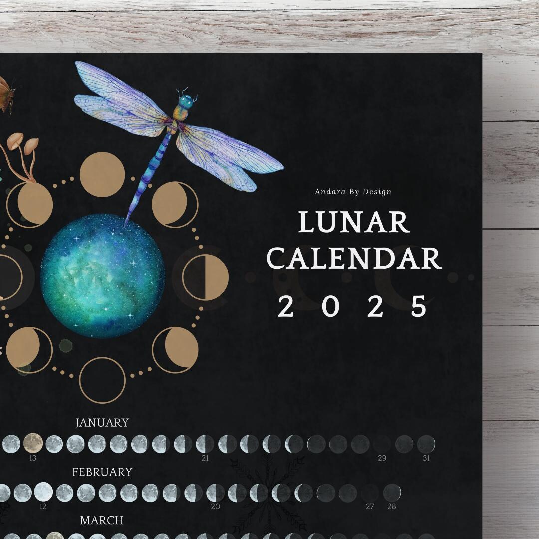 2025 Lunar Calendar Poster: Ocean-forest Moon Phases (PDF Download A4 ...