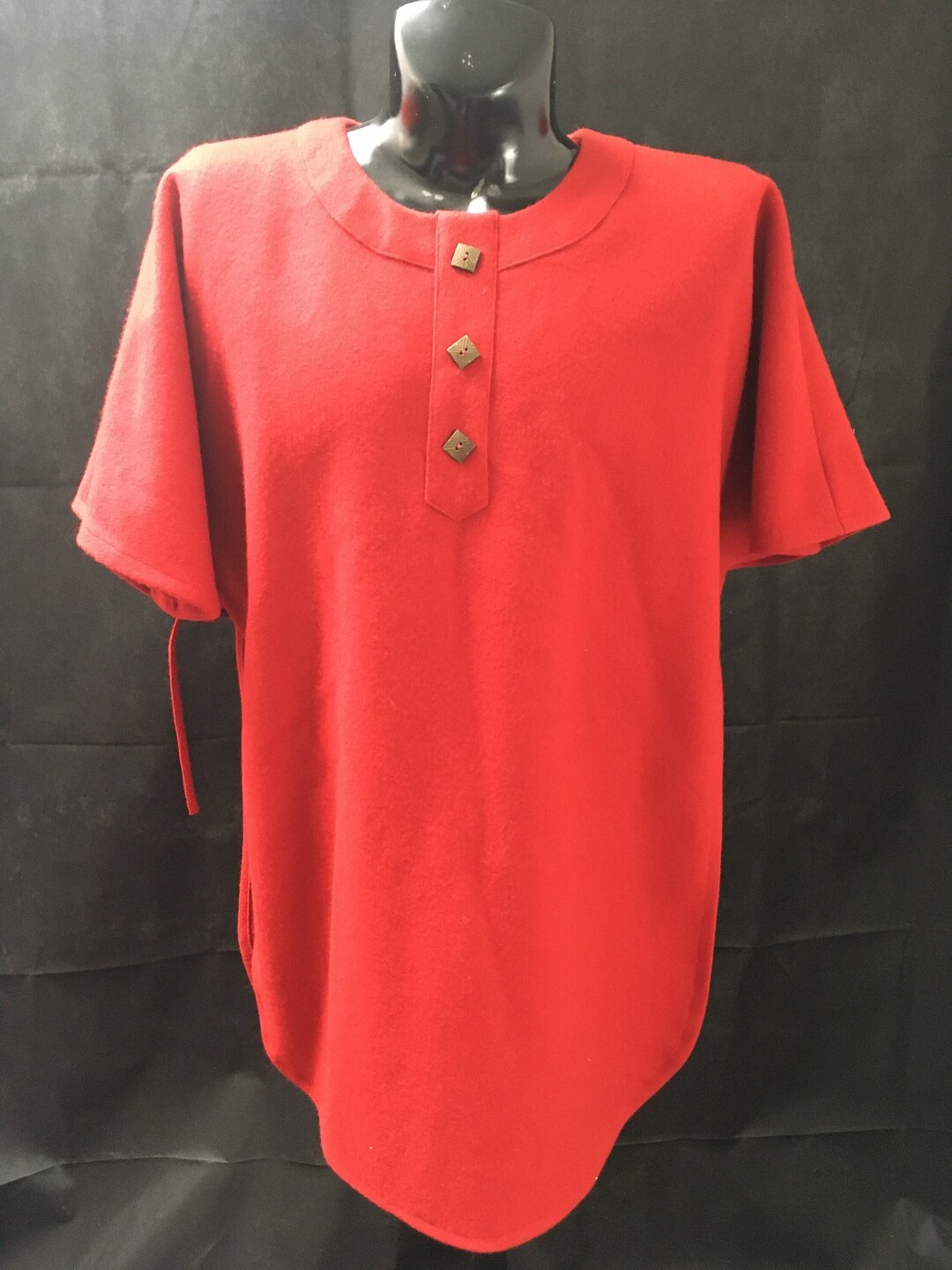 Cape Sleeve Tabard Standard Size in Red Wool Coating - Etsy