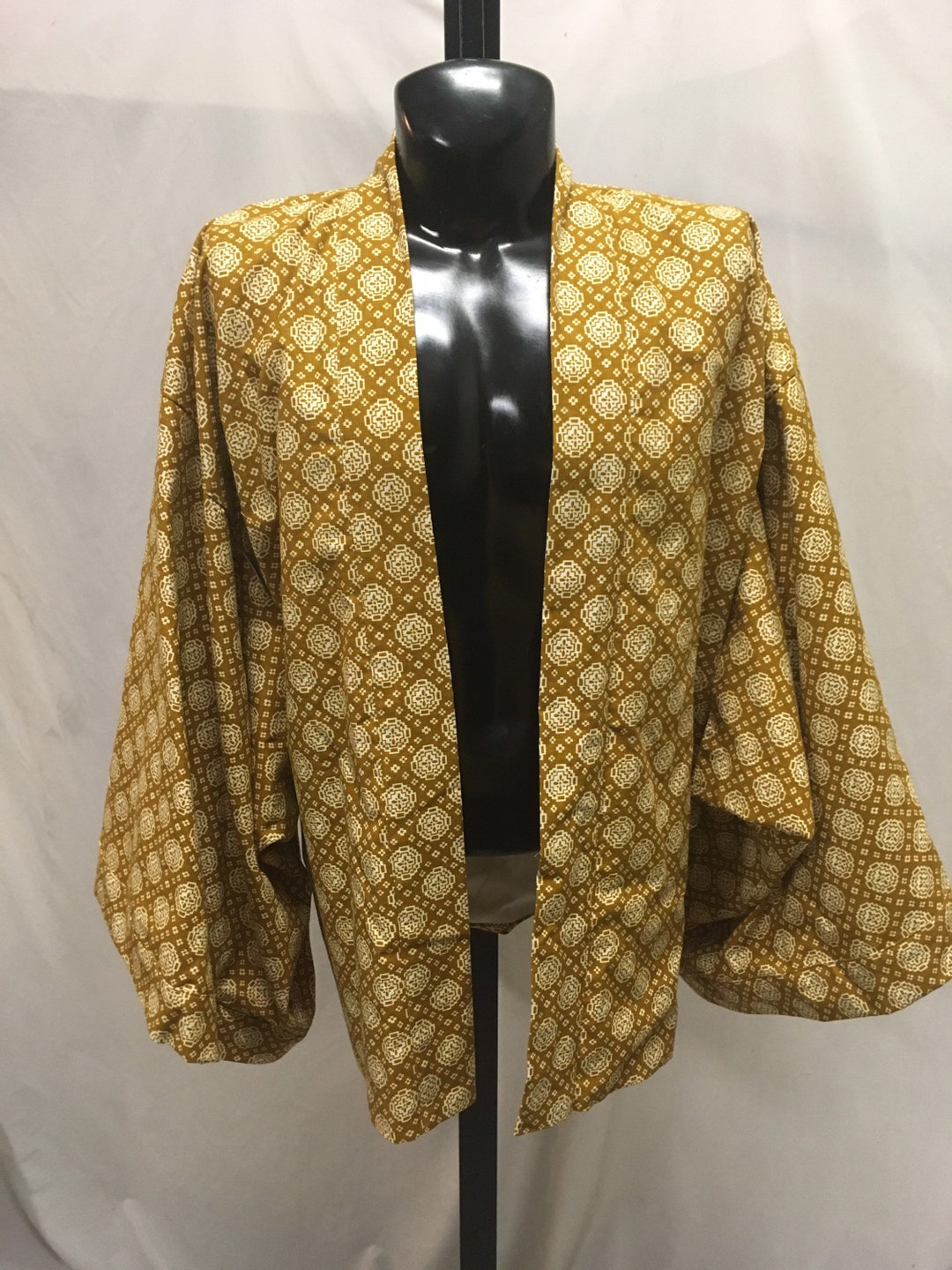 Short Haori Jacket in Mustard Print L-XL - Etsy