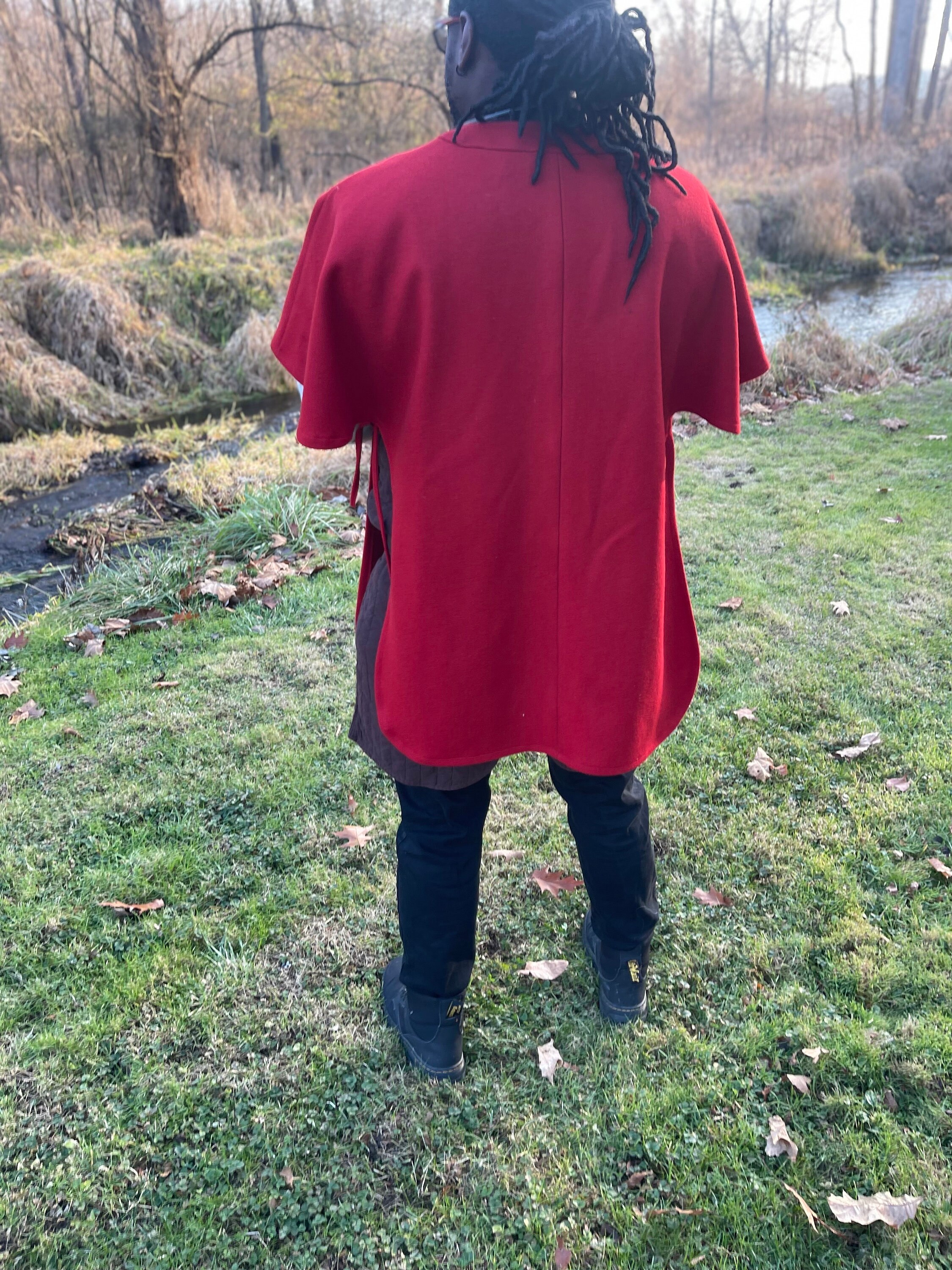 Cape Sleeve Tabard Standard Size in Red Wool Coating - Etsy