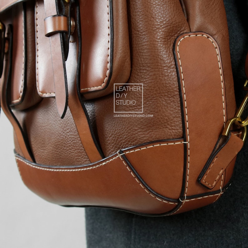 Leather Backpack Pattern With Video Tutorial Large Size/laptop Bag ...