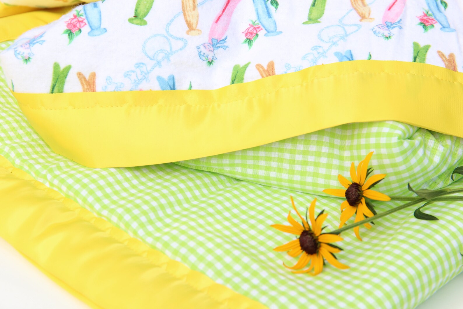 Retro Print Baby Blanket, Green, Yellow - Etsy