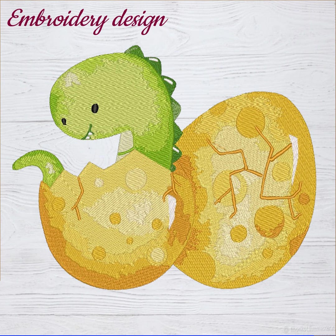 Сute Baby Dinosaur in an Egg Machine Embroidery Design, Dino Embroidery ...