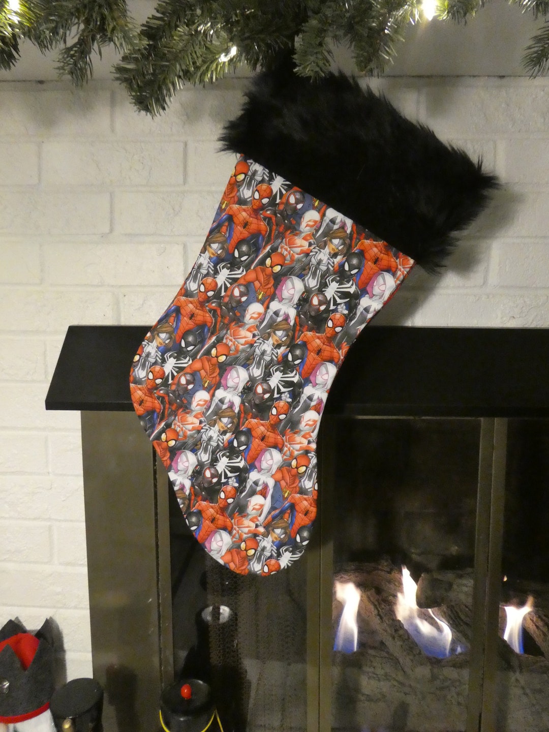 Christmas Stocking Made From Spiderman Fabric Spiderverse Characters - Etsy