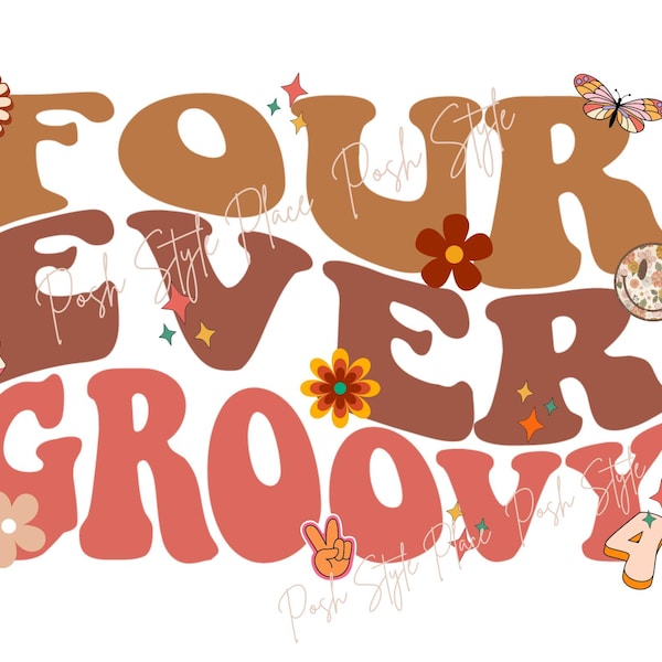 Four Ever Groovy Birthday Decor - Etsy