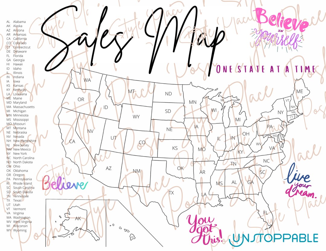Sales Map States Motivational Mindset Goals Dreams Business PDF Digital ...