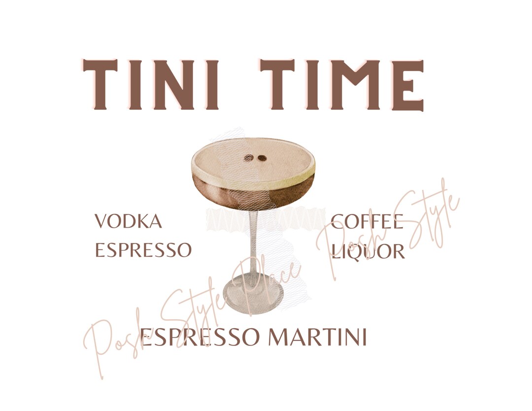 Martini Espresso Tini Time Club Drinks Cocktails Tshirt Mockup PNG JPG ...